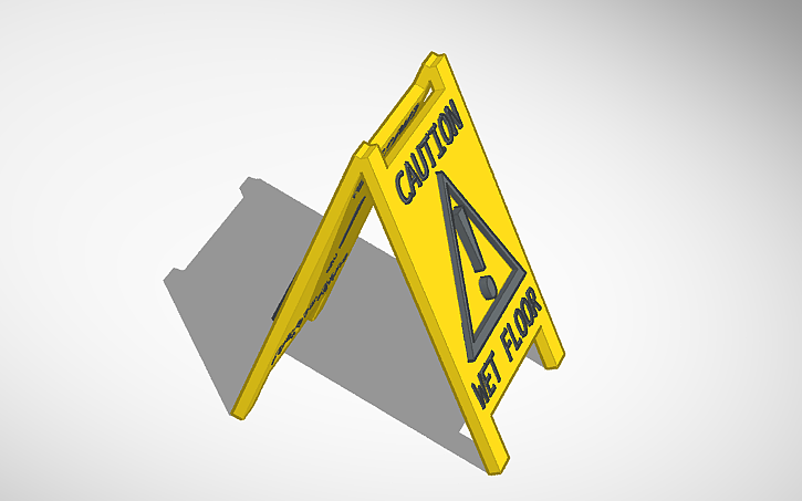 3D design wet floor sign - Tinkercad