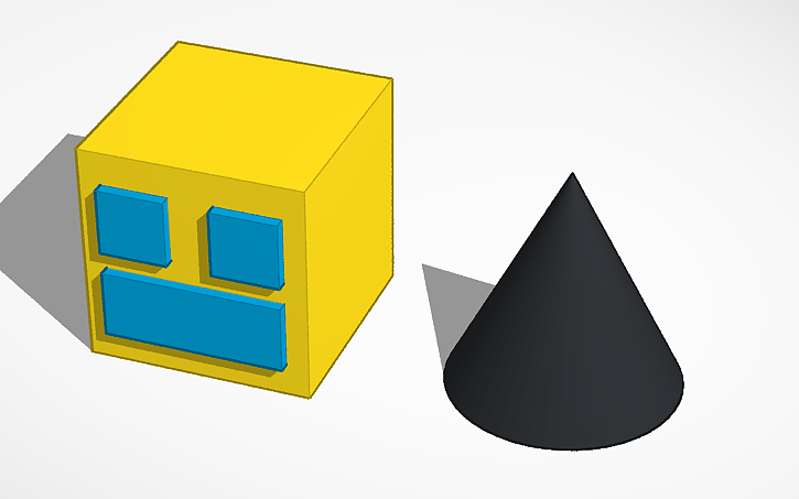 3D design Geometry Dash Cube and Spike - Tinkercad