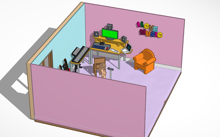 3D design Music room with instruments - Tinkercad