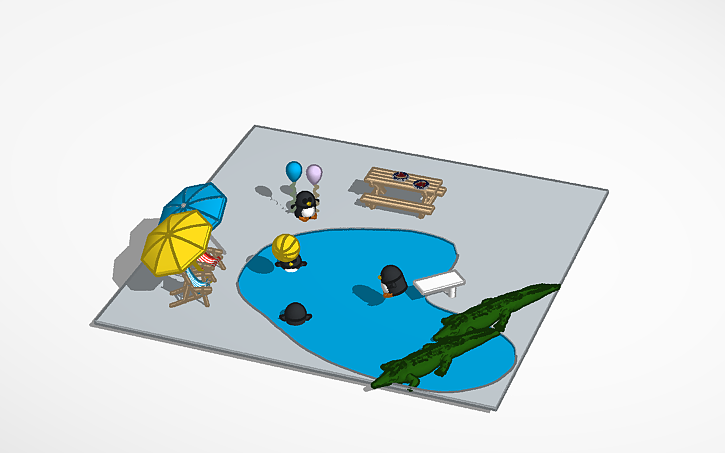 3D design pool party - Tinkercad