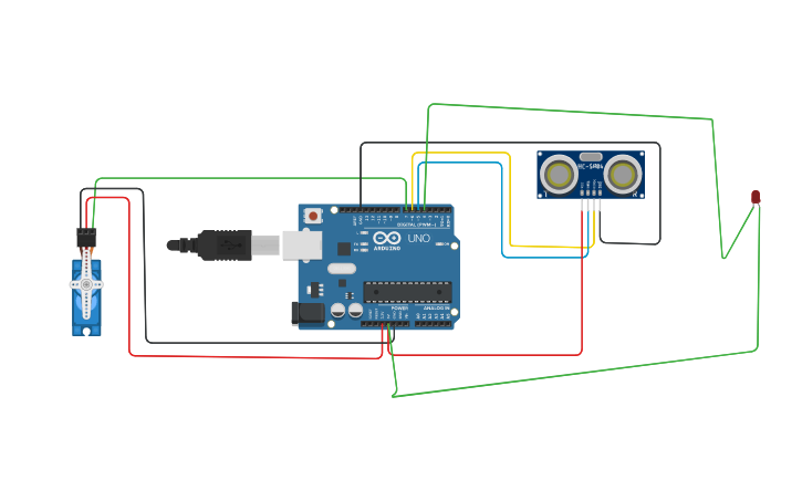 Circuit design smart dustbin - Tinkercad