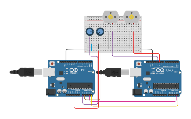 Circuit design Controlando 2 motores pela I 2C - Tinkercad