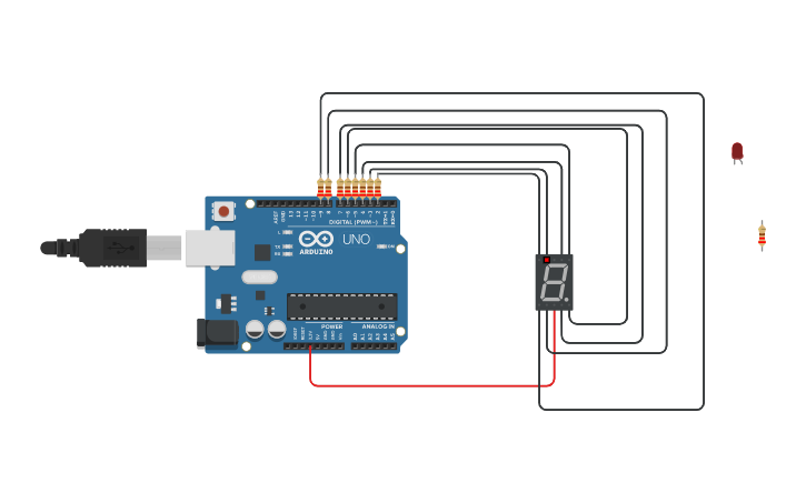 Circuit design 7 segment display - Tinkercad
