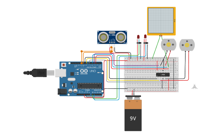 Circuit design Robot sharp turn - Tinkercad