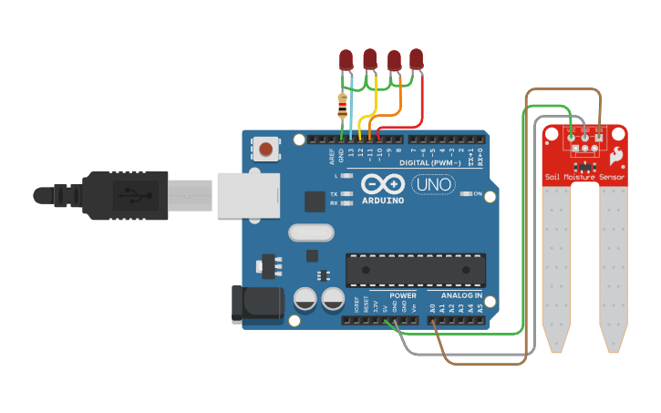 Circuit design Moisture sensor - Tinkercad