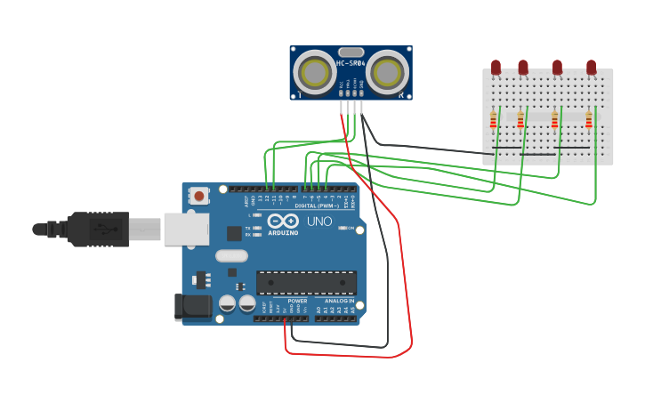 Circuit design Distance Measurement - Tinkercad