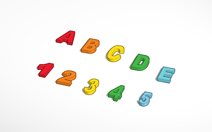 3D design Let's learn colors,letters and numbers - Tinkercad
