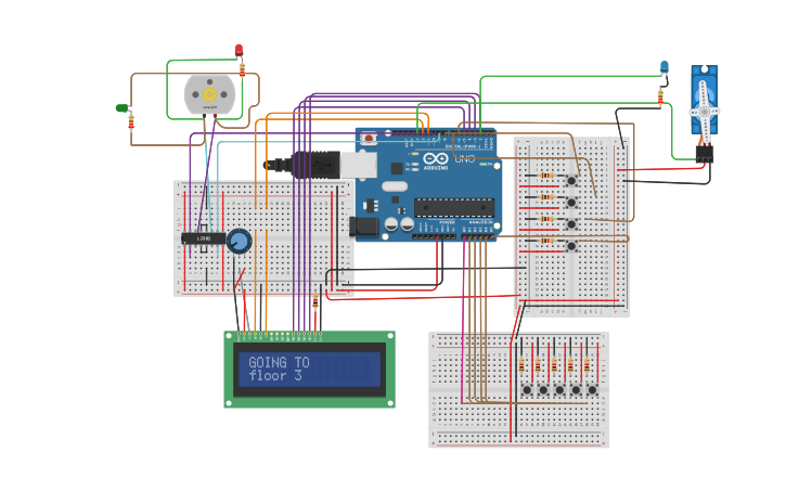 Circuit design elevator arduino - Tinkercad