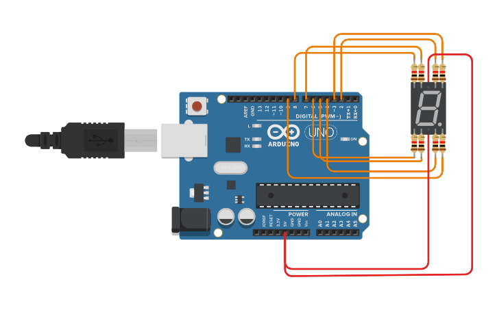 Circuit design การแสดงผล เลข 0 - 9 - Tinkercad