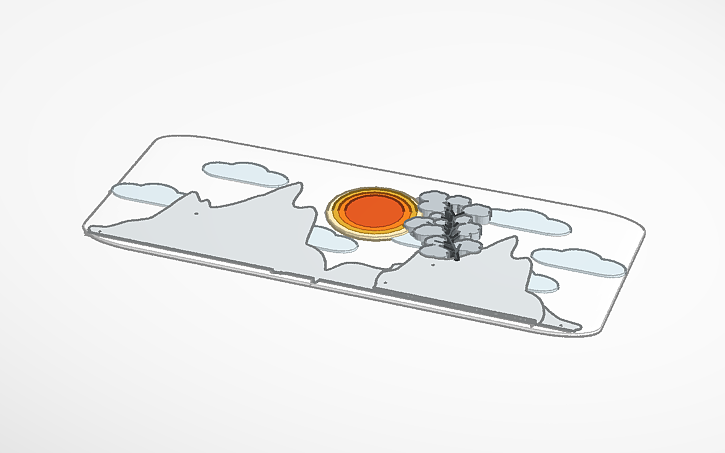 3D design Mountain Sunset mousepad - Tinkercad