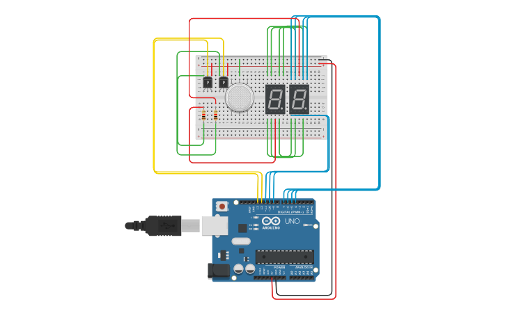 Circuit design 7 Segment Display - Tinkercad