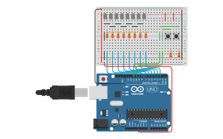 Circuit design ENTRADAS DIGITALES EN ARDUINO 😃 - (Parte 2) + Curso de ARDUINO - Tinkercad