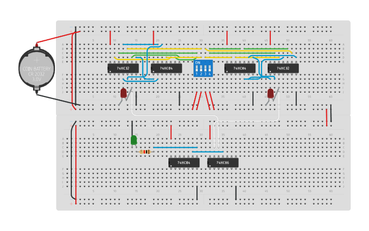 Circuit design 4-bit Odd Parity Generator - Tinkercad