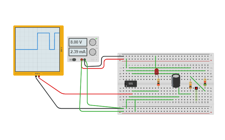 Circuit design The 555 timer test - Tinkercad