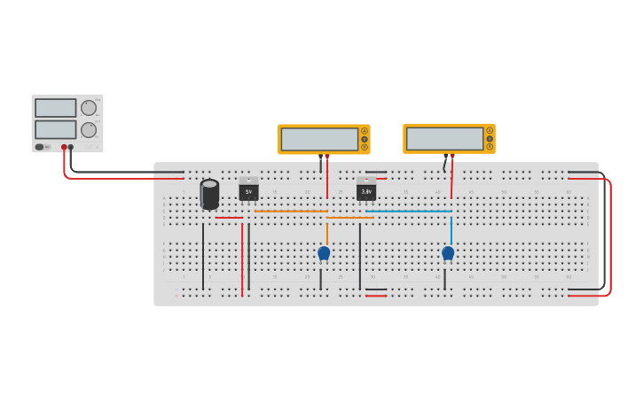 Circuit design FUENTE VOLTAJE DUAL - Tinkercad