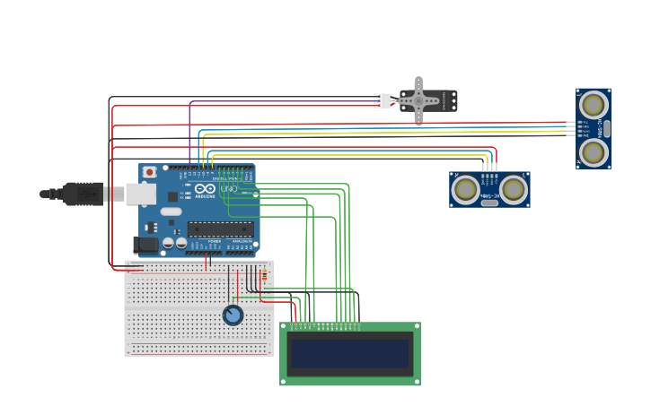 Circuit design SMART DUSTBIN - Tinkercad