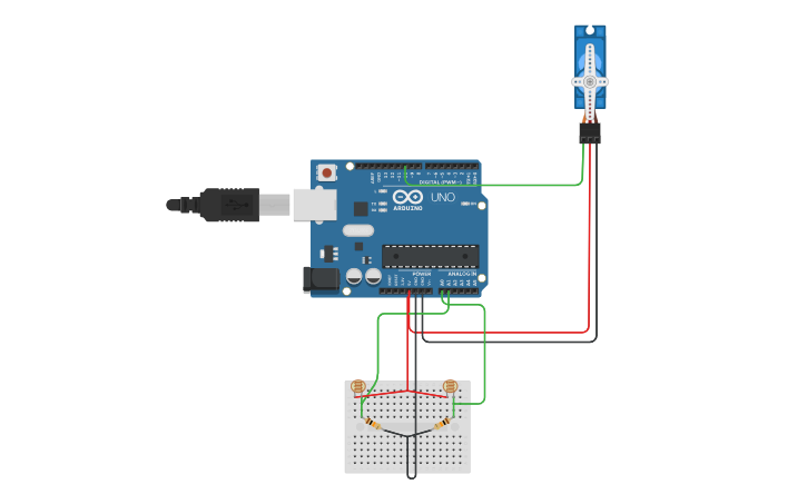Circuit design Sun Tracking solar panel - Tinkercad