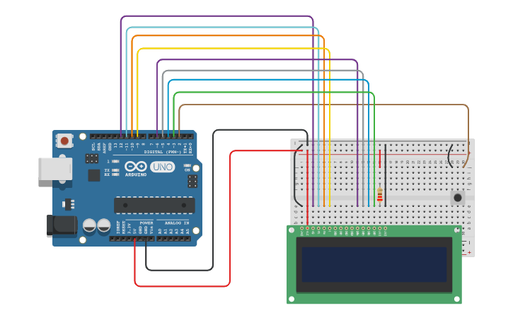 Circuit design Arduino LCD Game Breadboard - Tinkercad