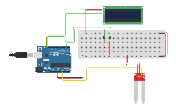 Circuit design Soil Moisture Sensor - Tinkercad