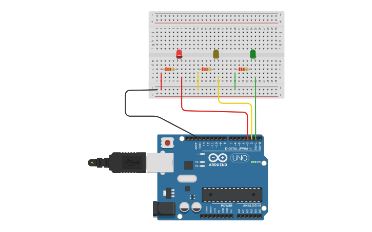 Circuit design traffic light using arduino - Tinkercad