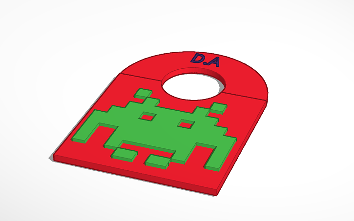3D design Space Invaders KeyRing - Tinkercad