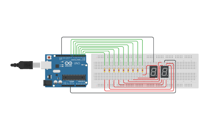 Circuit design Tinkercad - Number Counter Arduino Circuit - Tinkercad