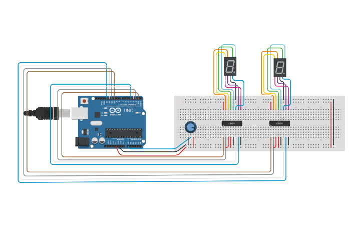 Circuit design 7-Segment Display - Tinkercad