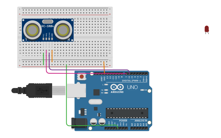 Circuit design Ultrasonic Sensor - Tinkercad