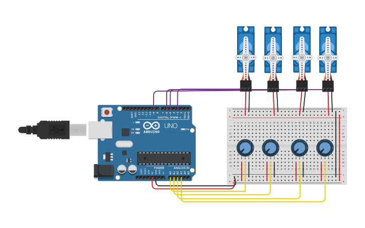 Circuit design Arduino Robotic Arm - Tinkercad