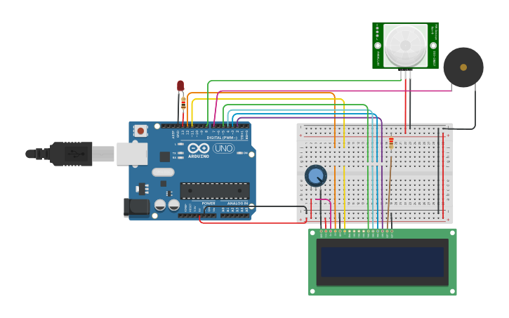 Circuit design Human Detection Robots - Tinkercad