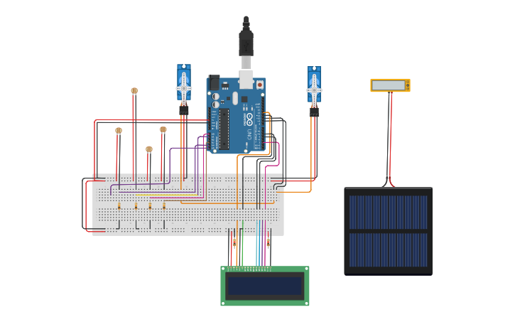 Circuit design Painel Solar com 2 Motores Servos e 4 Sensores LDR ...