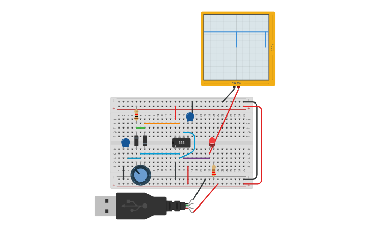 Circuit design 555 PWM - Tinkercad