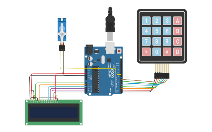 Circuit Design Digital Keypad Security Door Lock Using Arduino Tinkercad