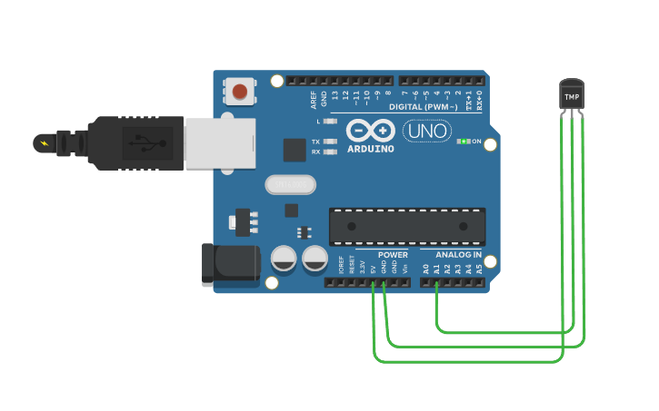 Circuit design Copy of Temperature LM35 sensor with Arduino - Tinkercad