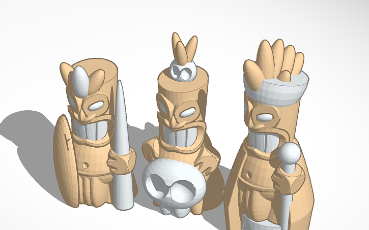 3D design Copy of Full Tiki #chess set - Tinkercad