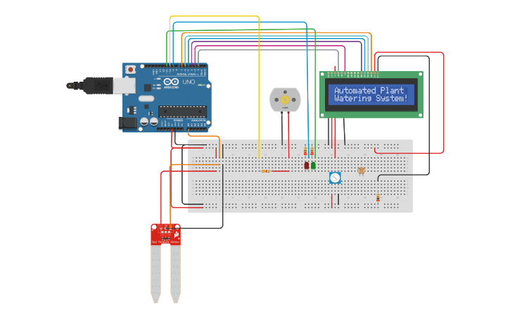Circuit design Copy of Copy of Smart Irrigation system - Tinkercad