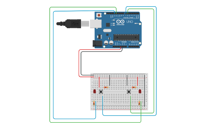 Circuit design Arduino Pull up and Pull down resistors - Tinkercad