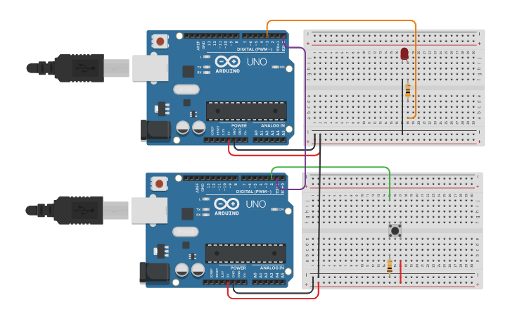 Circuit design Comunicação serial entre arduino - Tinkercad