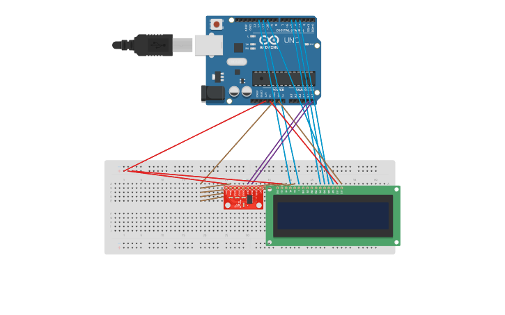 Circuit design MPU gyroscopeYaw,pitch - Tinkercad