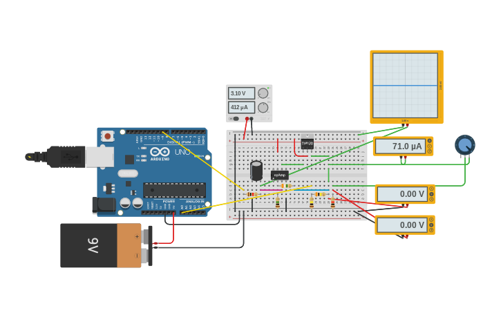 Circuit design Arduino controlled battery charger - Tinkercad