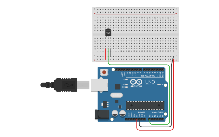 Circuit design Temperature Sensor - Tinkercad