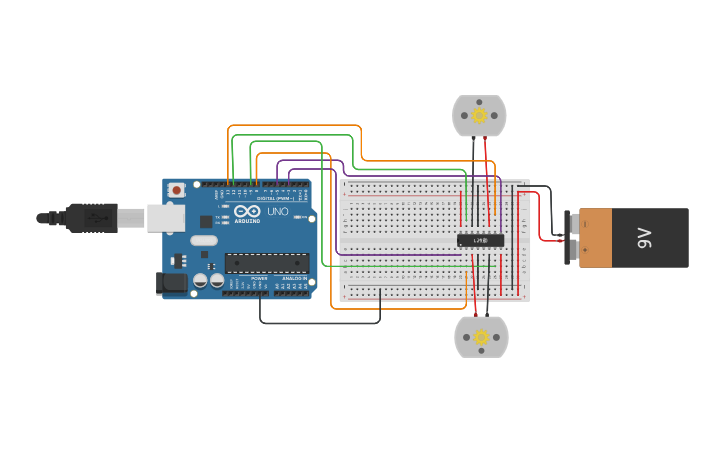 Circuit design L293d with dc motor - Tinkercad