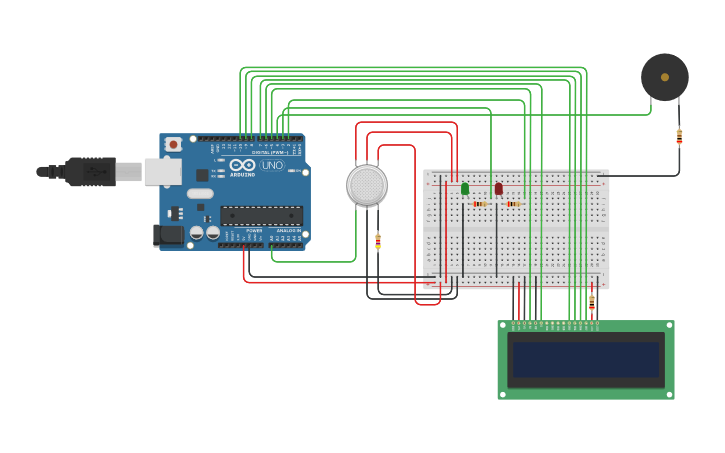 Circuit design Arduino Smoke Detector - Tinkercad