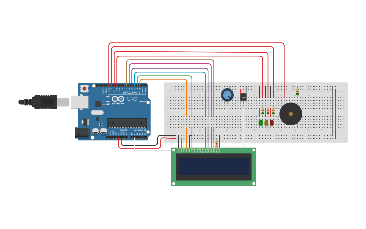 Circuit design Arduino Uno r3 miniprojek - Tinkercad