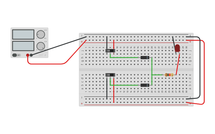Circuit design NOT GATE - 1084 - Tinkercad