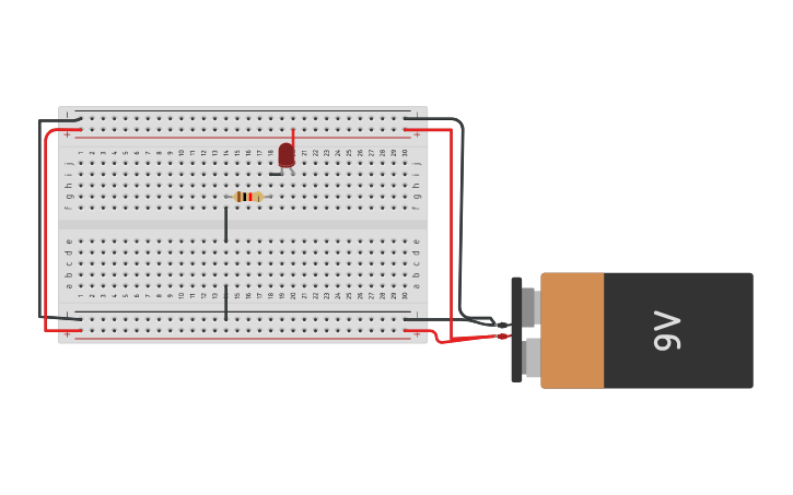 Circuit design breadboard - Tinkercad