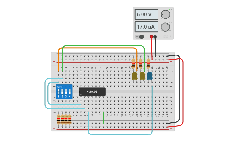 Circuit design AND GATE 74HC08 ESPIRITU - Tinkercad