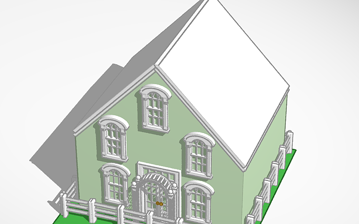 3D design mint green house - Tinkercad