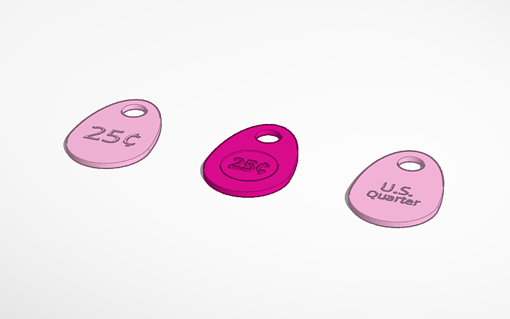 3D design U.S. Quarter keychain token - Tinkercad