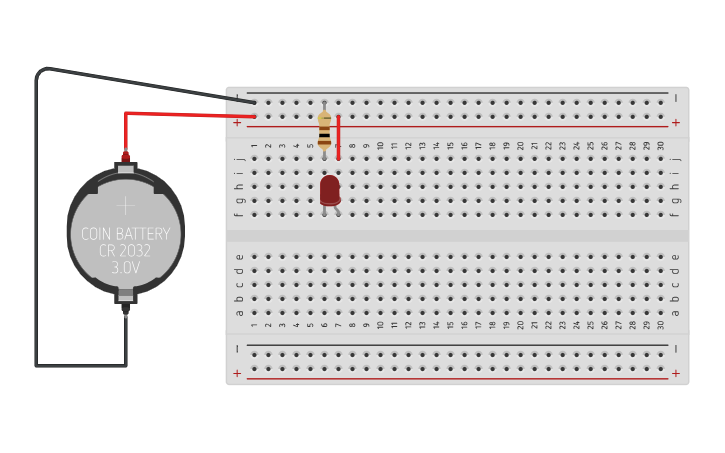 Circuit design Simple LED Circuit - Tinkercad